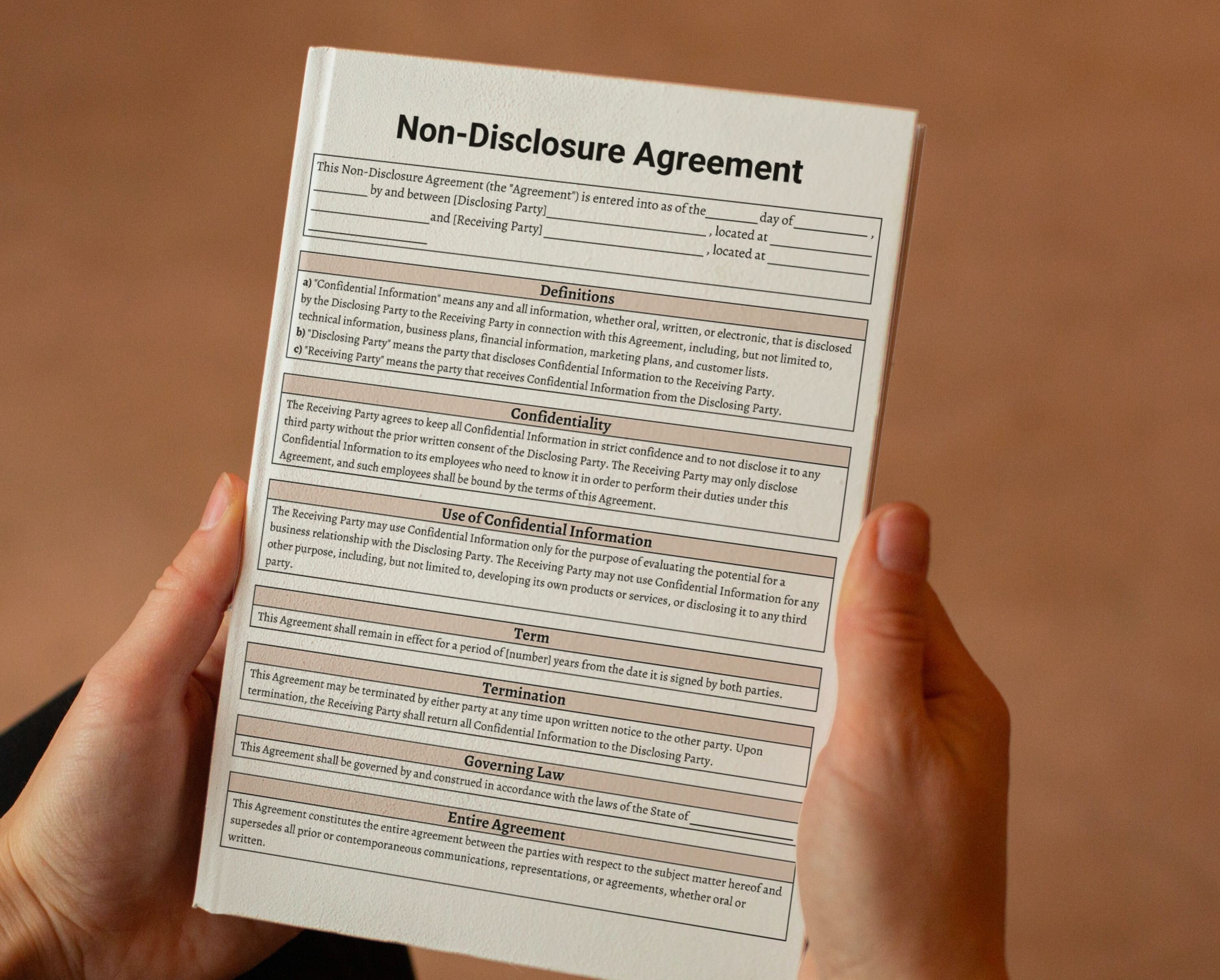 Non-disclosure Agreement Template Contractor NDA NDA - Etsy