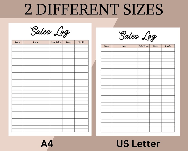 Sales Log Sale Profits Tracker Sale Recorder Orders Log - Etsy
