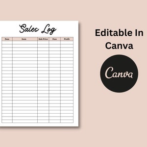 Sales Log, Sale Profits Tracker, Sale Recorder, Orders Log, Business ...