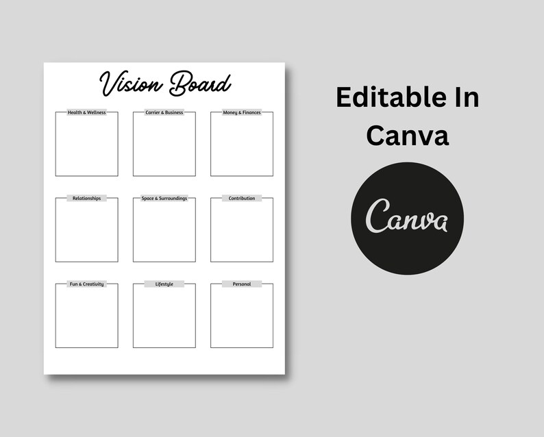 Goal Vision Board Printable Vision Board Poster Template - Etsy