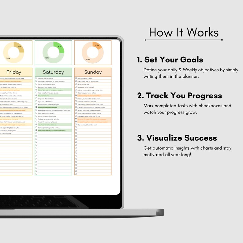 Daily and Weekly Goal Planner, Productivity Planner, Self Improvement ...