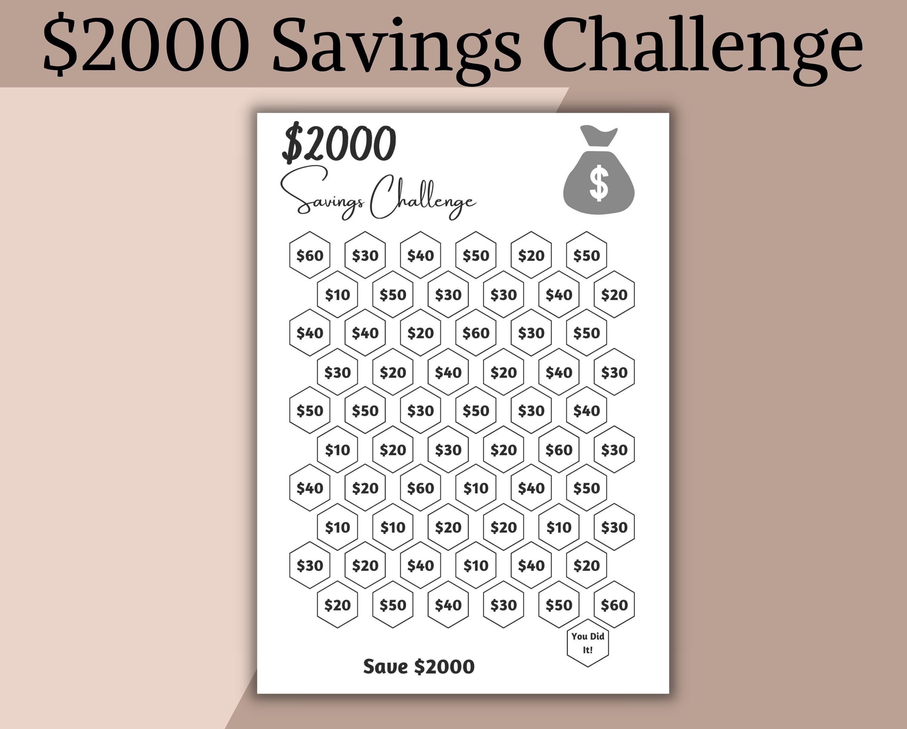 Printable 1k 2k Savings Challenge Money Savings Challenge - Etsy