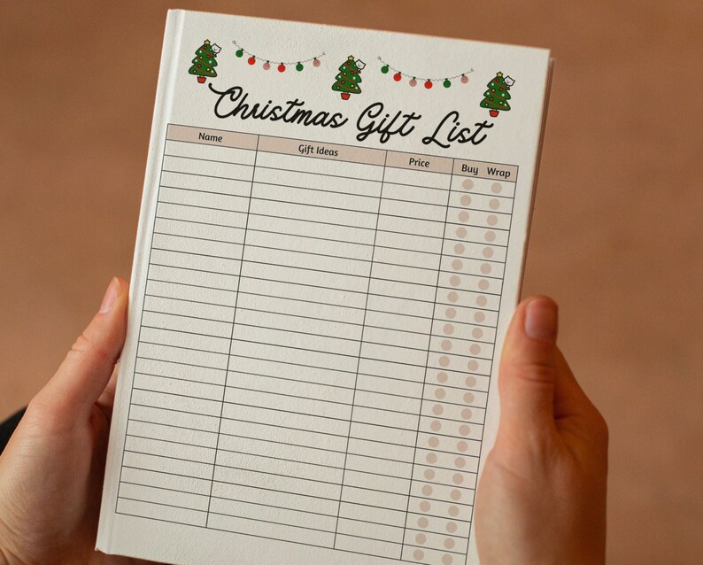 Christmas Gift List Editable | Fillable | PDF | Printable Christmas ...