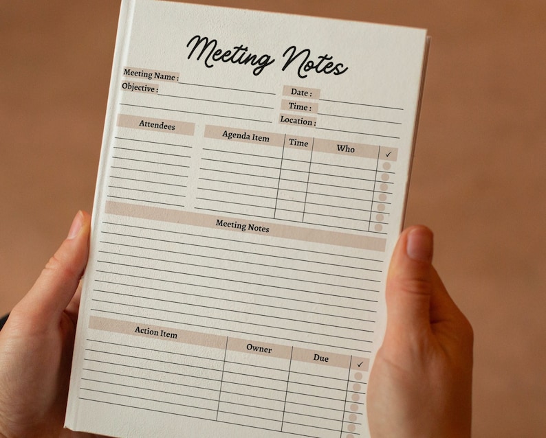 Meeting Notes Template Editable Meeting Minutes Printable - Etsy