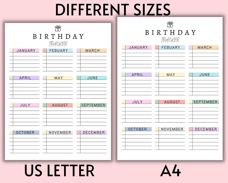 Printable Birthday Tracker Editable Birthday Planner - Etsy