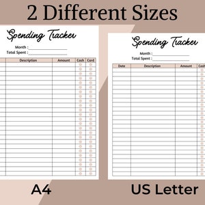 Spending Tracker | Expense Tracker Printable | Digital | Editable ...