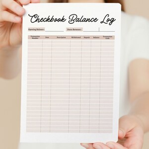 Checkbook Balance Log, Printable Income and Expense Canva Editable ...