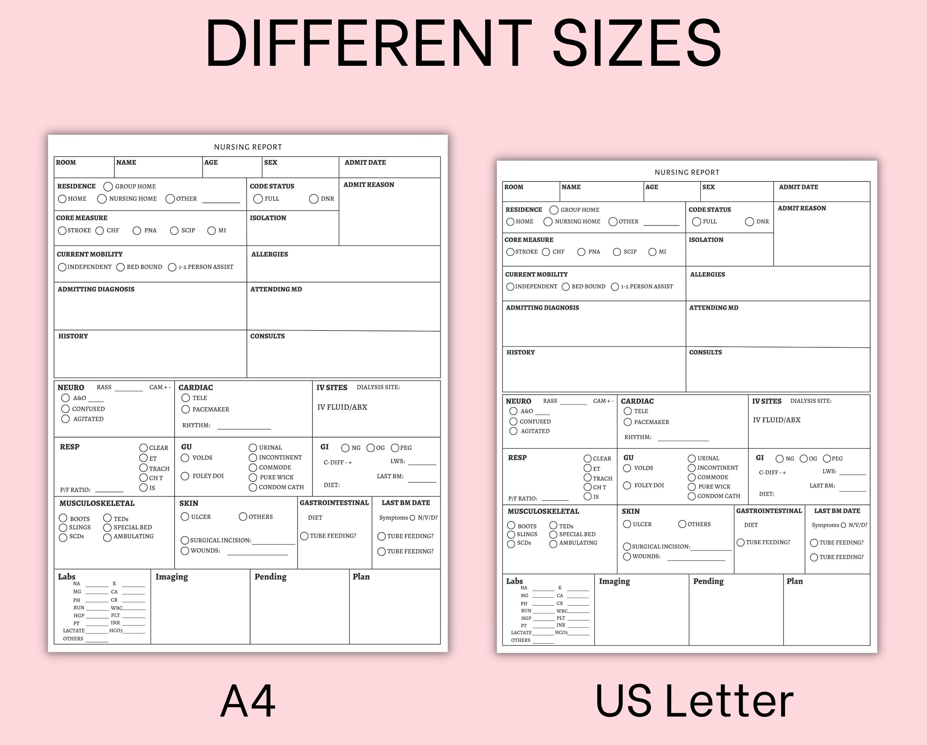 Nurse Report Sheet, Printable Nursing Brain, Icu Nurse, Med Surg ...
