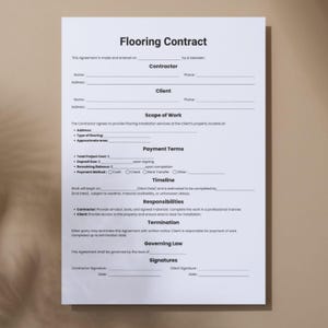 Simple Flooring Contract, One Page Flooring Installation Contract Form ...