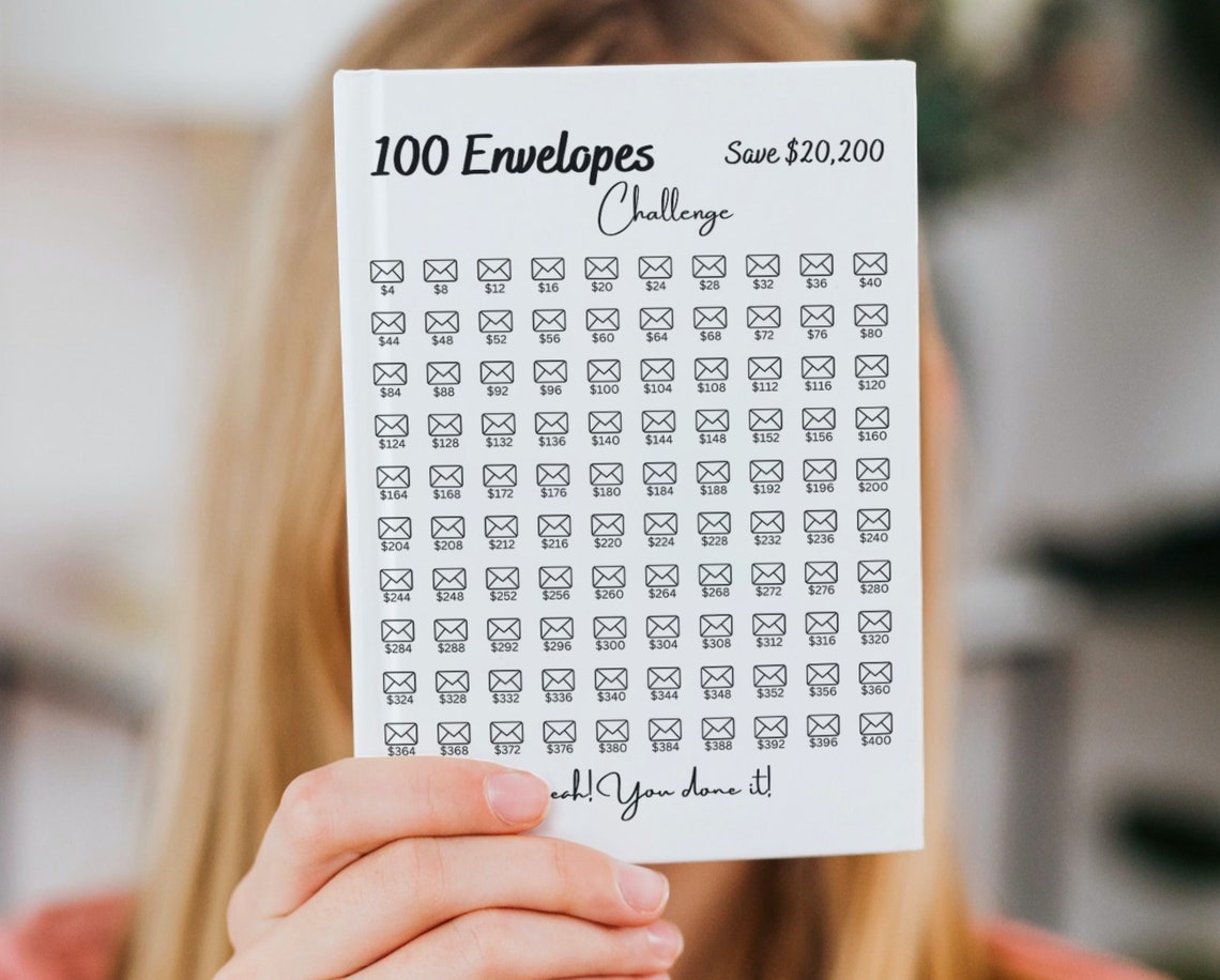 20K Saving Challenge L 100 Envelope Challenge, Printable 100 Day Money ...