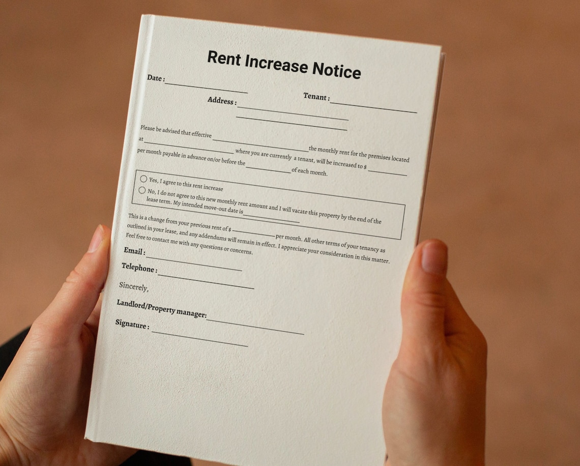 Rent Increase Notice Printable Word Form Landlord to Tenant - Etsy