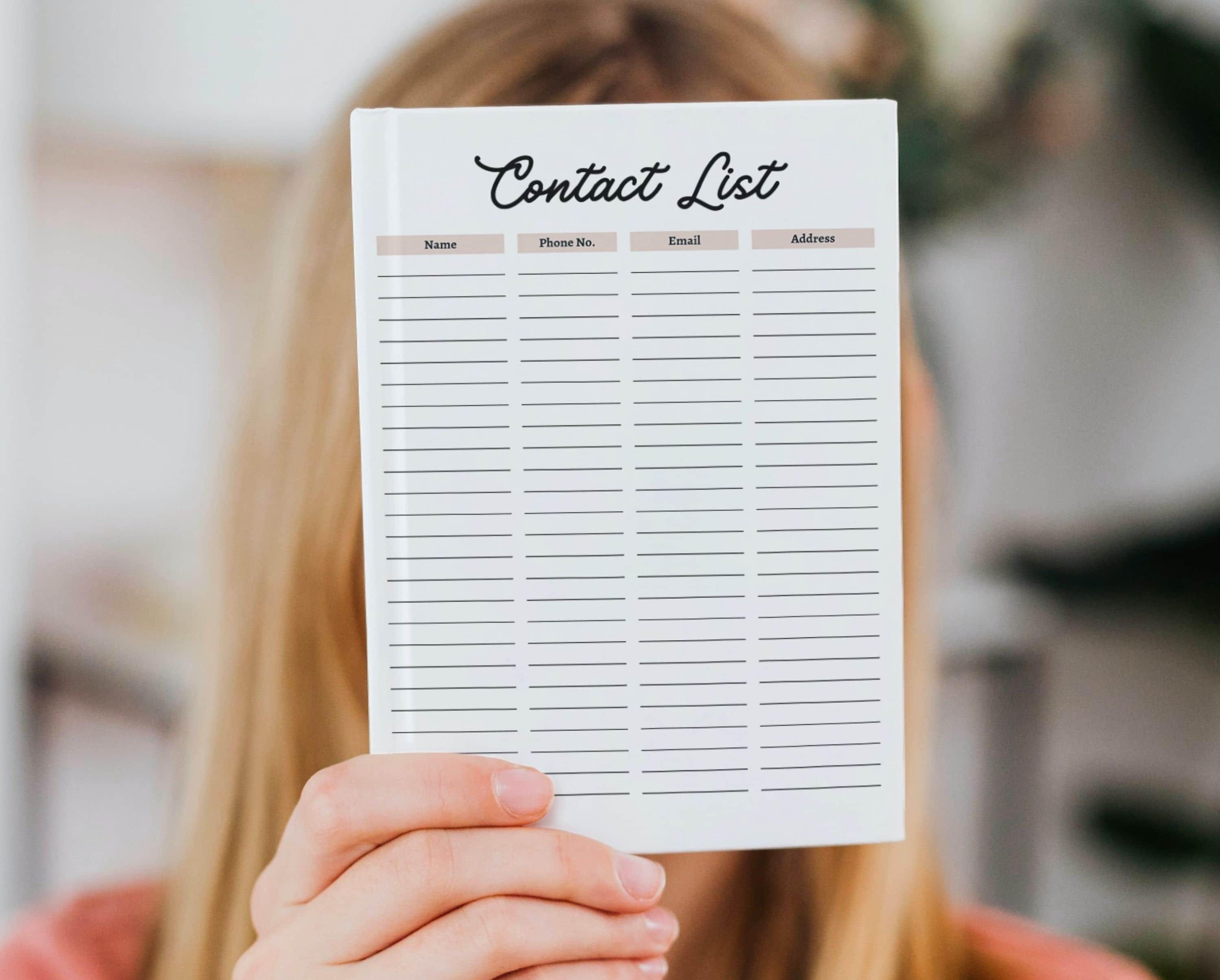 Contact List Printable Address Book Print at Home Insert - Etsy Australia