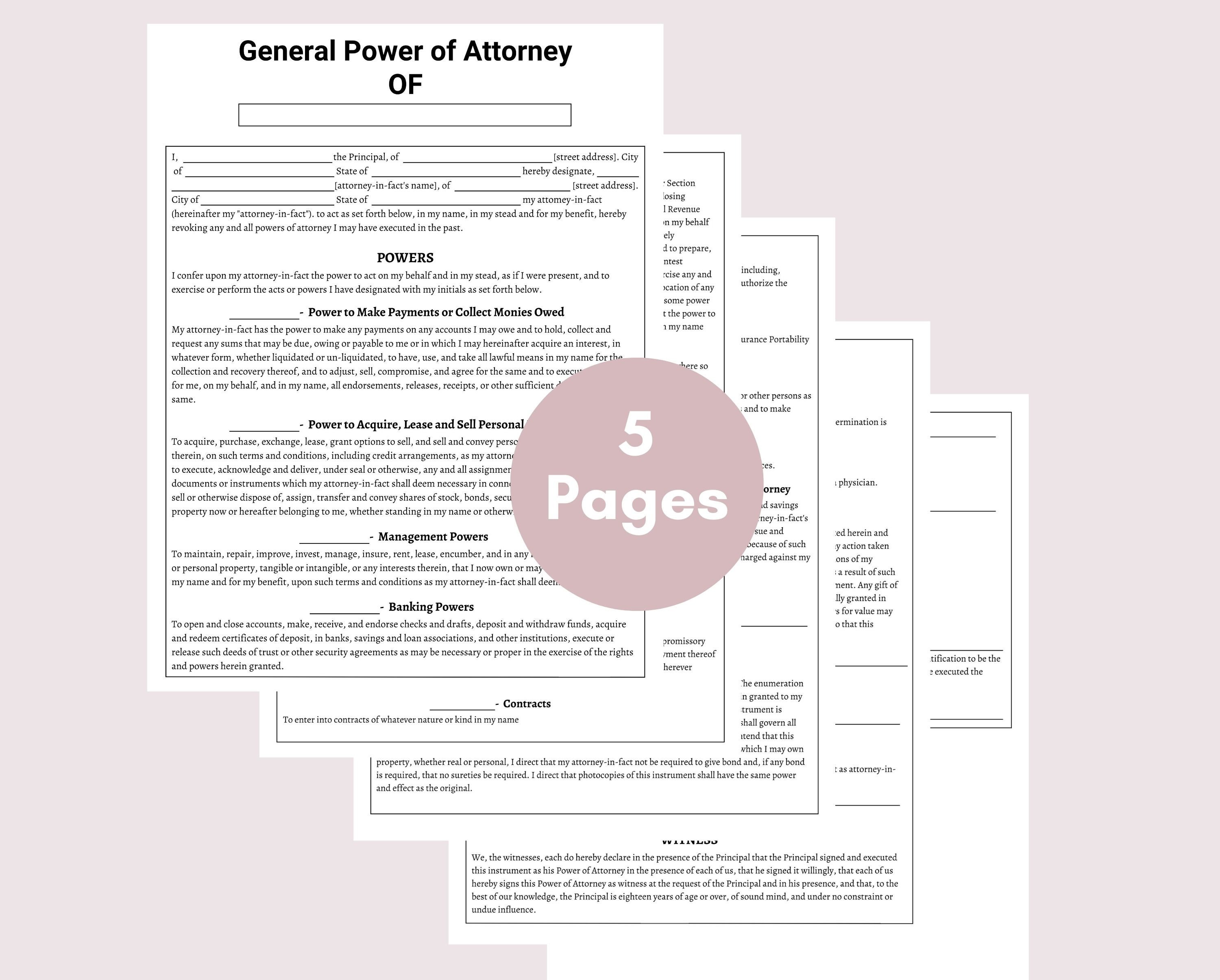 General Power of Attorney | General Power of Attorney Form | Editable ...