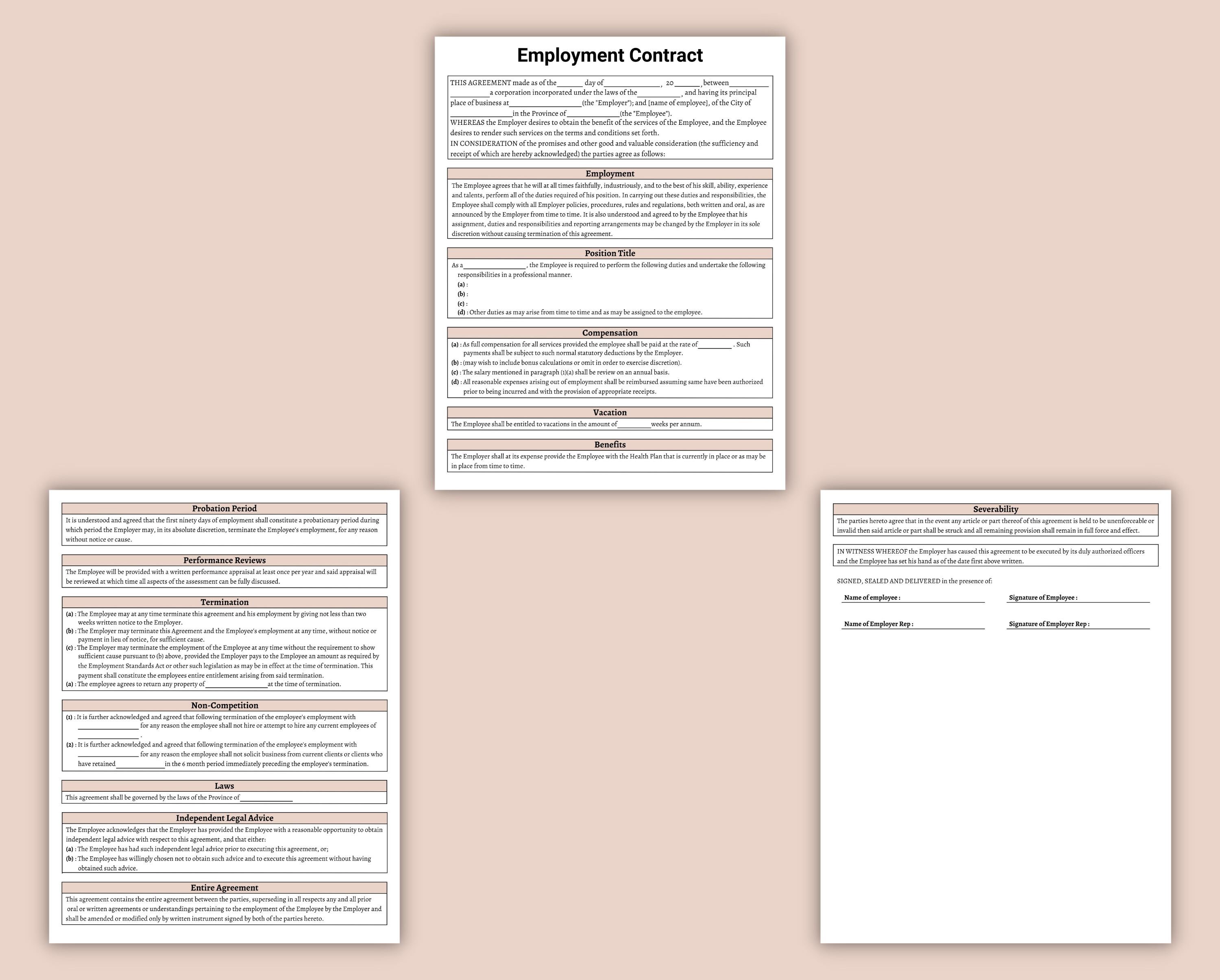 Employment Contract Agreement - Employment Job Service Contract ...