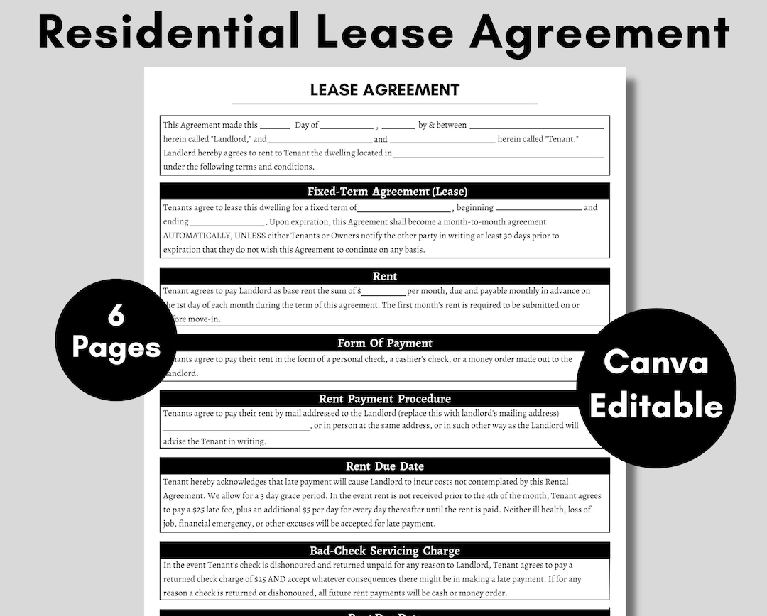 Rental Lease Agreement Template, Printable Lease Contract Template ...