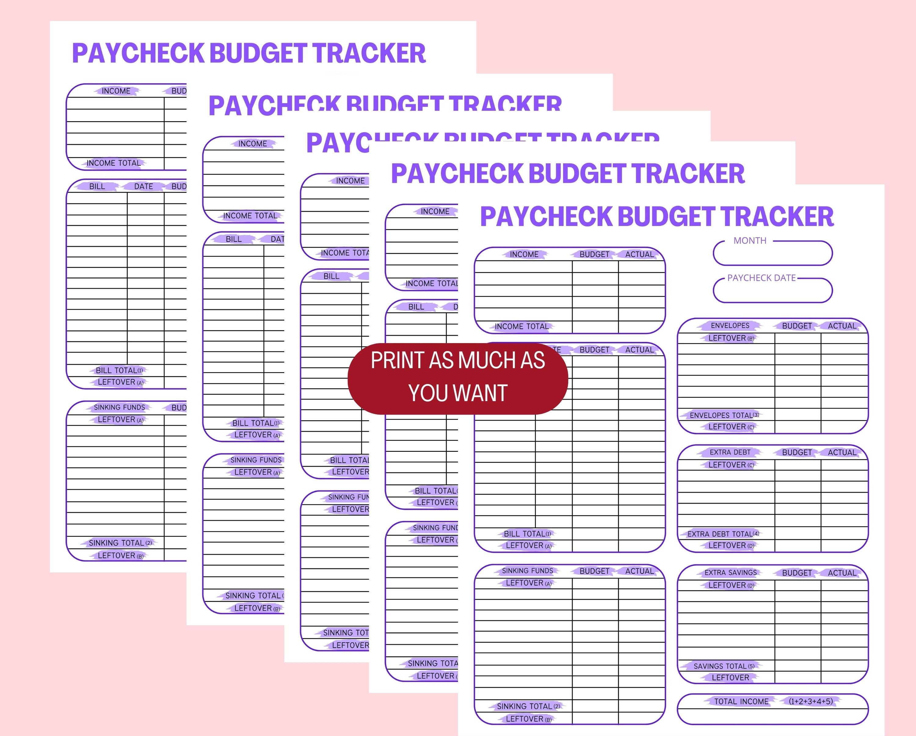 Printable Paycheck Budget Tracker WEEKLY Budget Overview - Etsy