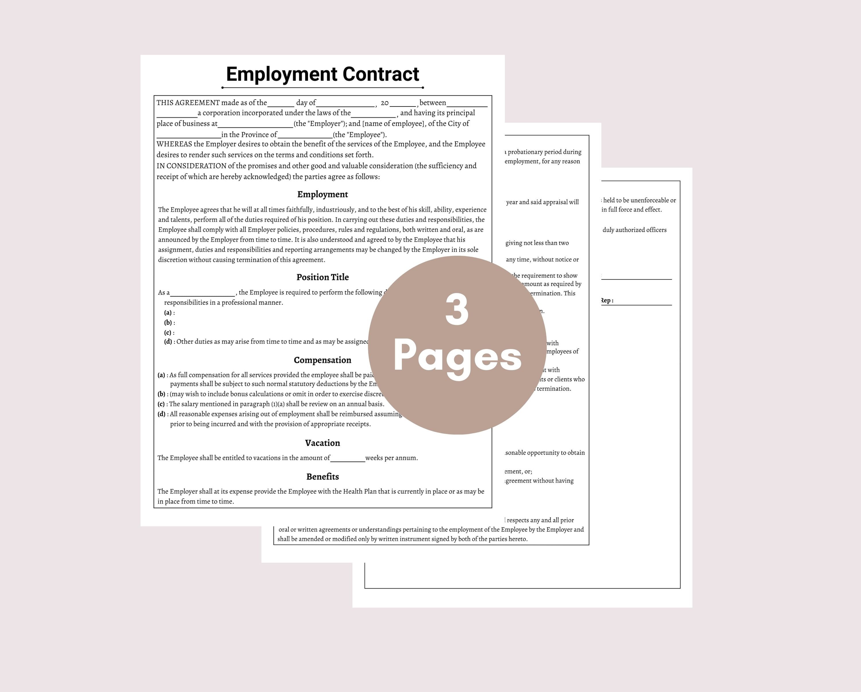 Employment Job Contract Agreement Employment Job Service - Etsy