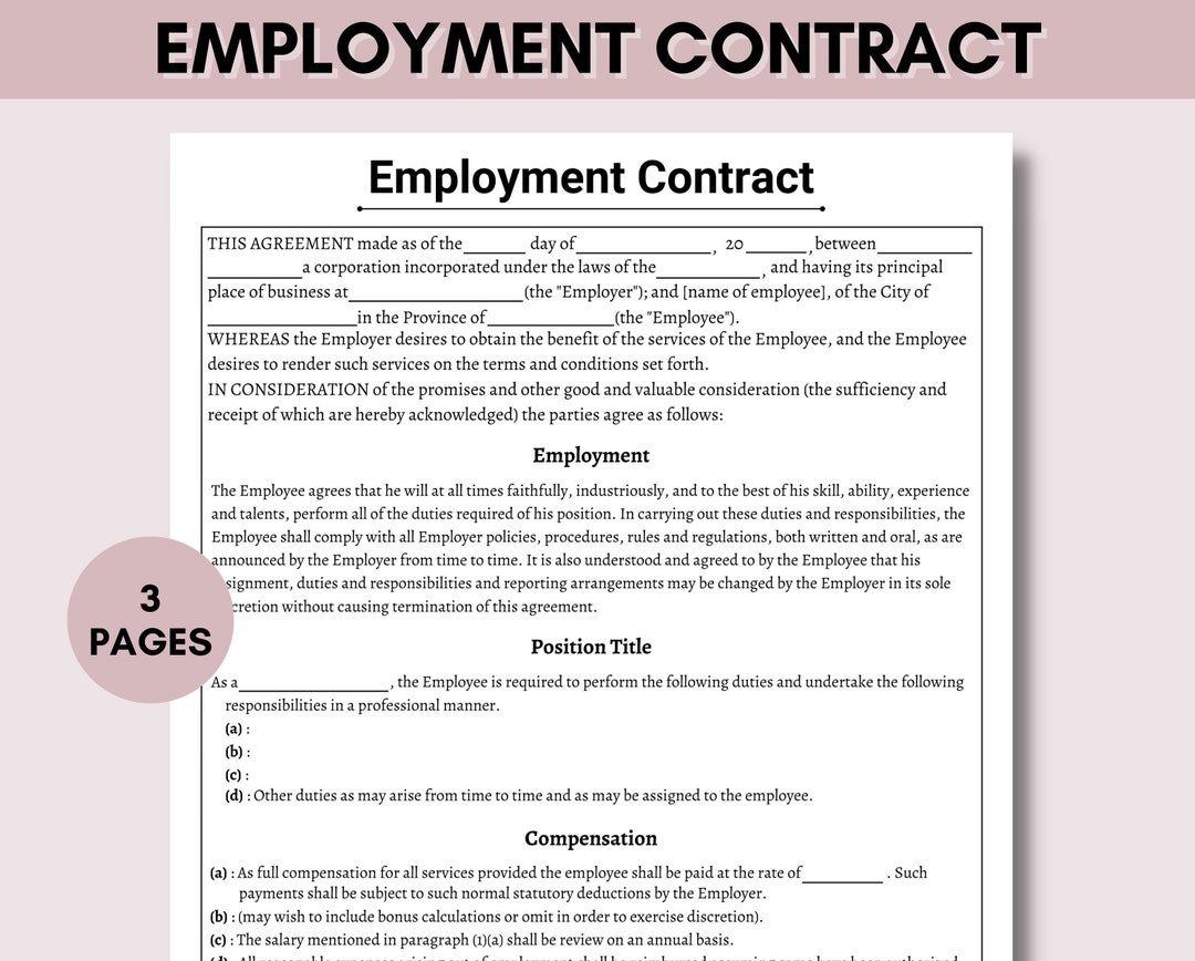 Employment Job Contract Agreement - Employment Job Service Contract ...
