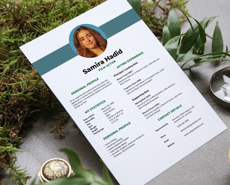 Actor & Actress Resume Template With Photo for Canva, Acting Resume ...