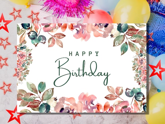 PRINTABLE EDITABLE Happy Birthday Card Instant/digital | Etsy