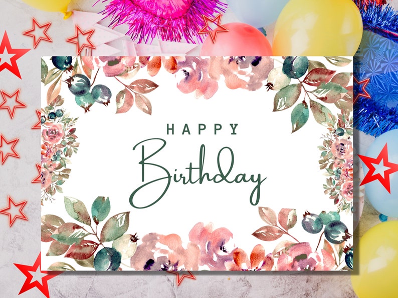 PRINTABLE EDITABLE Happy Birthday Card Instant/digital - Etsy