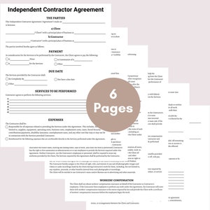 Printable Independent Contractor Agreement, Editable Business Contract ...