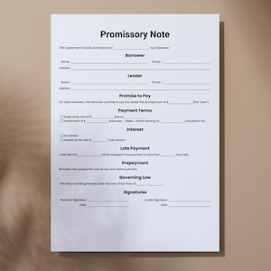 Simple Promissory Note, One Page Personal Loan Agreement Template Form ...