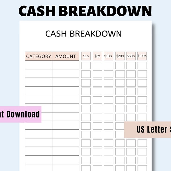 Cash Stuffing Sheet - Etsy UK