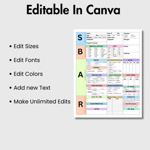 SBAR Nurse Report Sheet, SBAR Brain Sheet, Med Surg Icu Rn, Editable ...