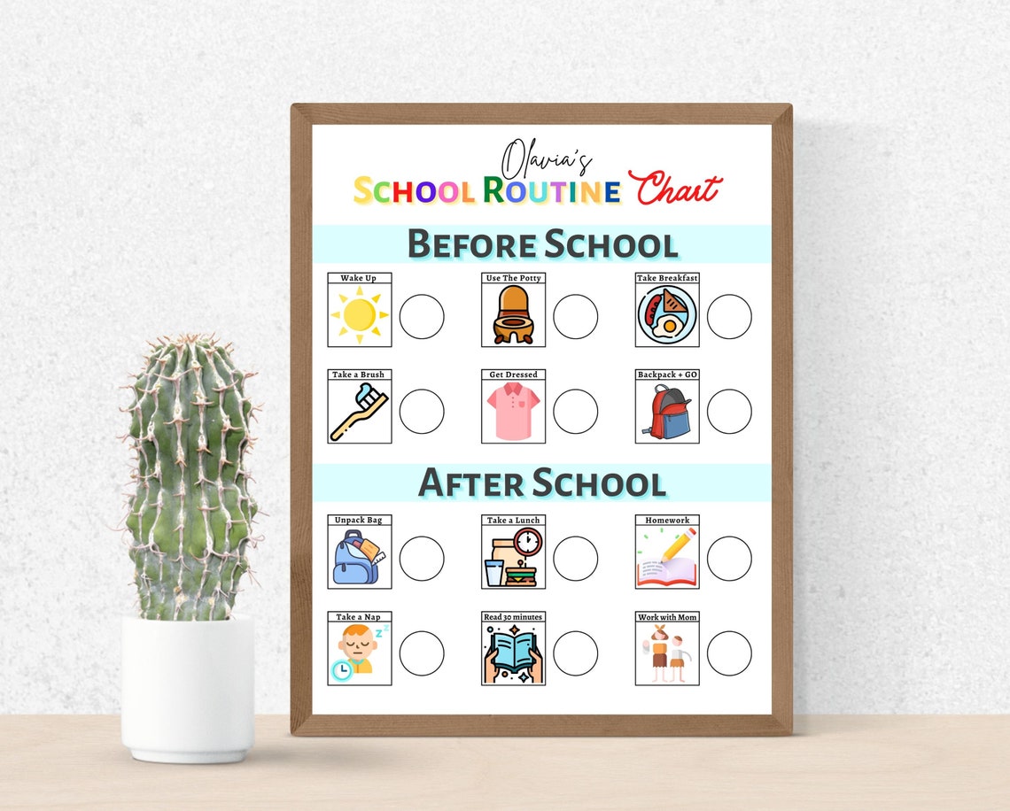 Kids Daily Routine School Checklist Schedule Printable - Etsy