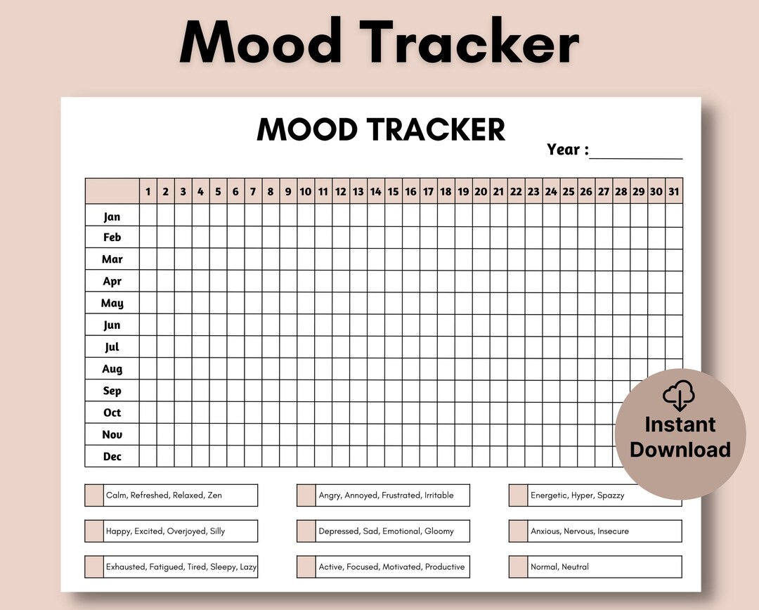 Mood Tracker, A Year in Pixels, Mood Journal, Emotion Tracker, Mood ...