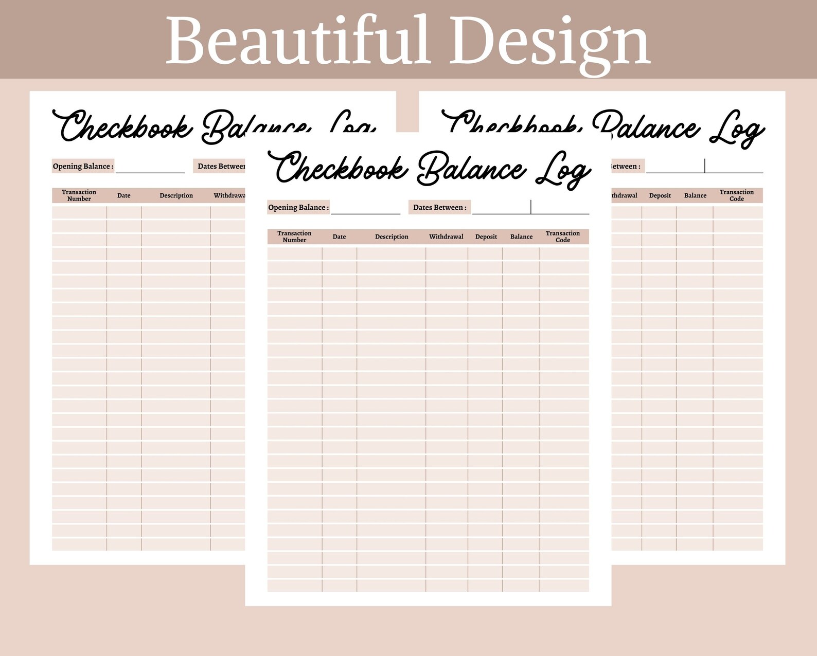 Checkbook Balance Log, Printable Income and Expense Canva Editable ...