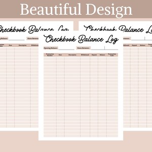 Checkbook Balance Log, Printable Income and Expense Canva Editable ...