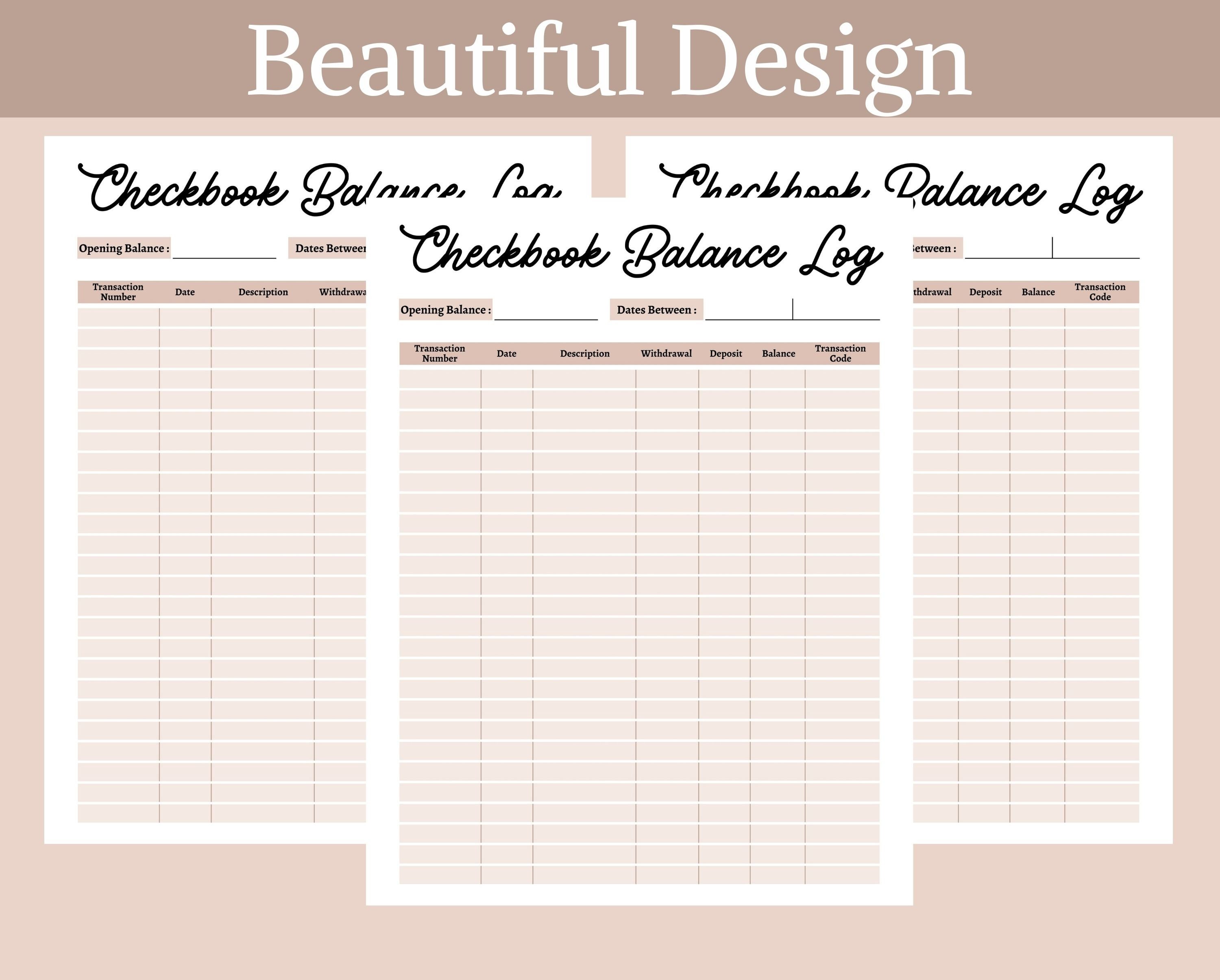 Checkbook Balance Log Printable Income and Expense Canva - Etsy