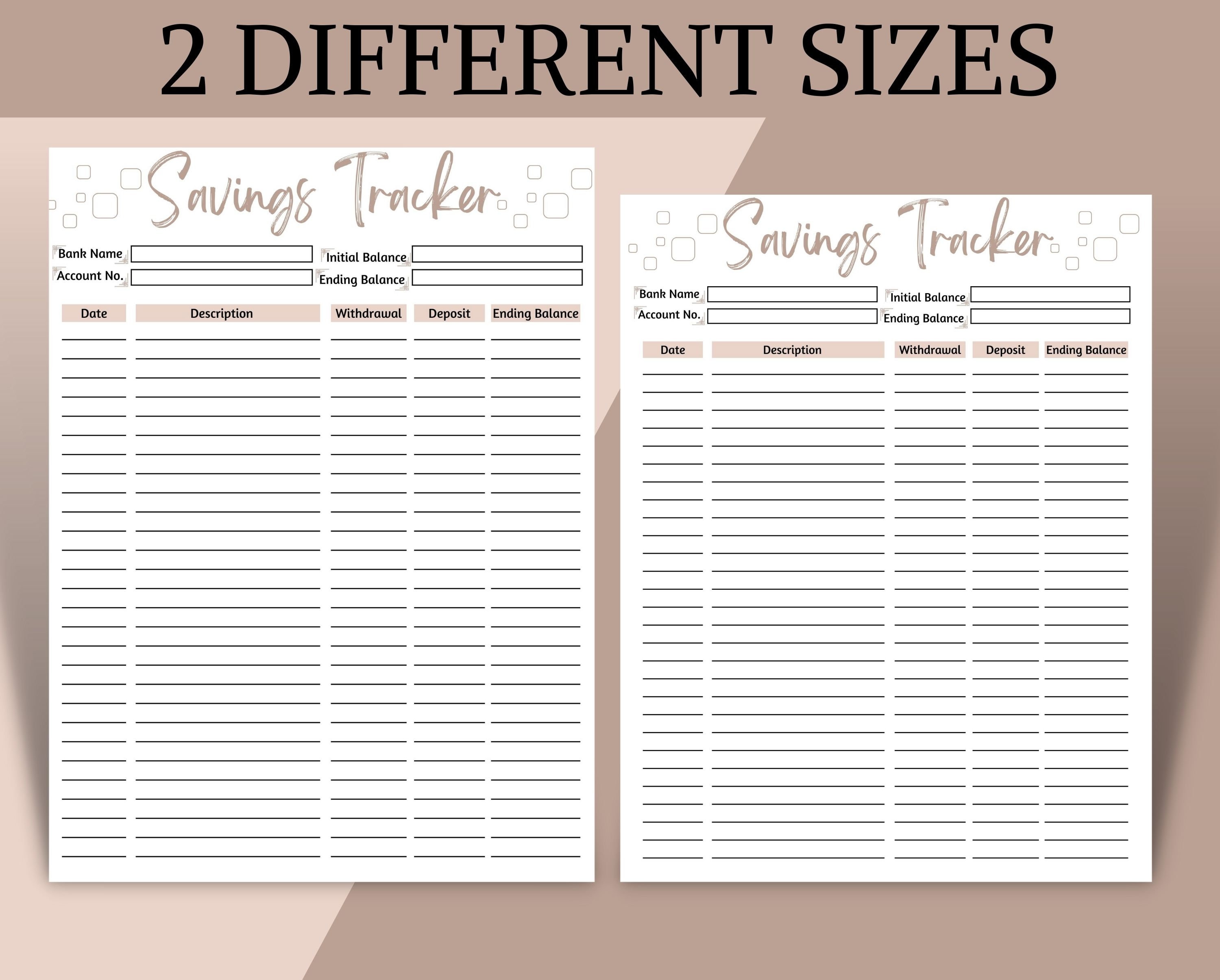 Savings Tracker Savings Log Printable Savings Goal Savings Sheet ...