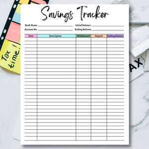 Editable Savings Tracker - Savings Log - Printable Savings Goal ...