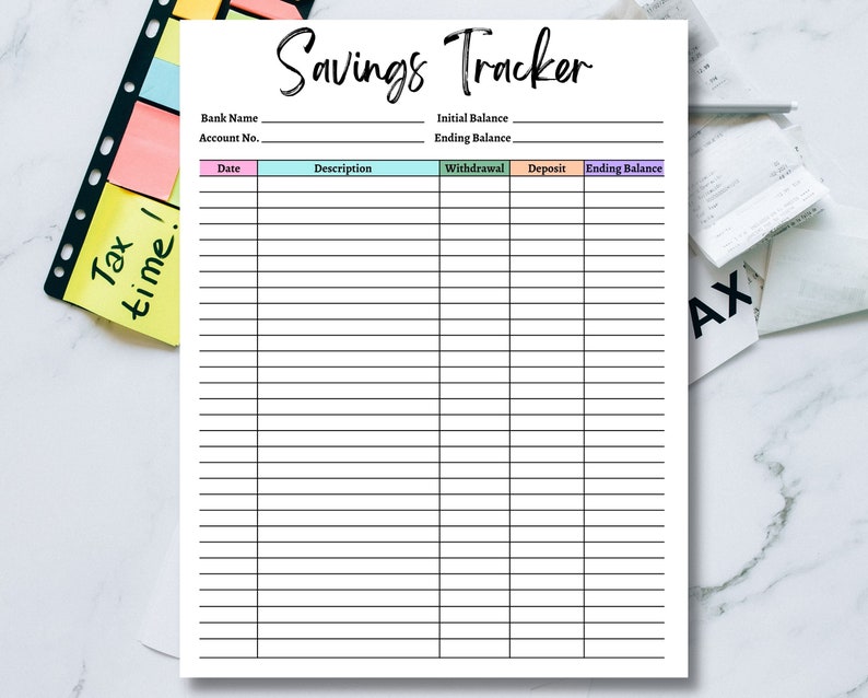 Editable Savings Tracker - Savings Log - Printable Savings Goal ...