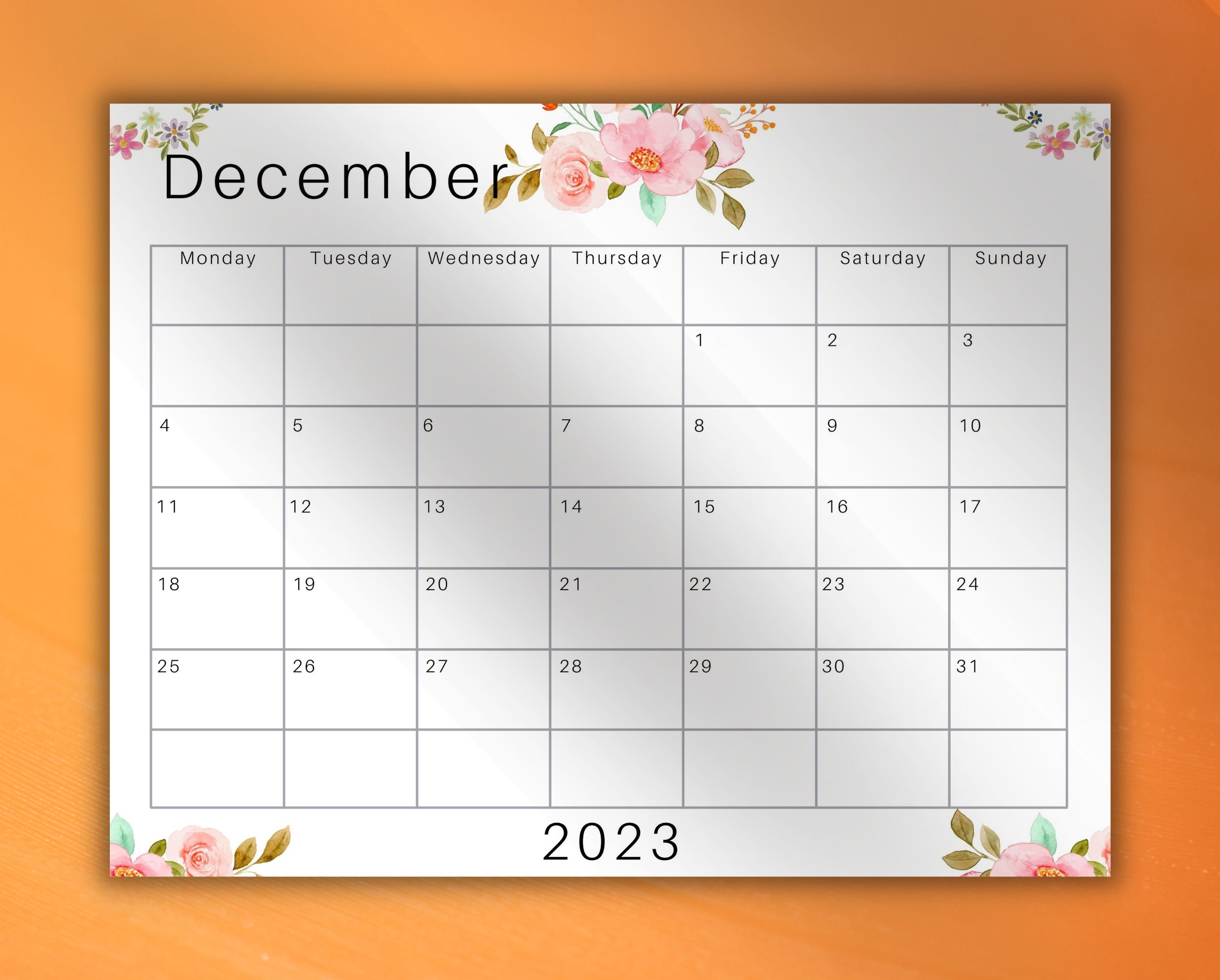 Printable Calendar 2023 Digital Calendar 12 Month Calendar - Etsy Canada