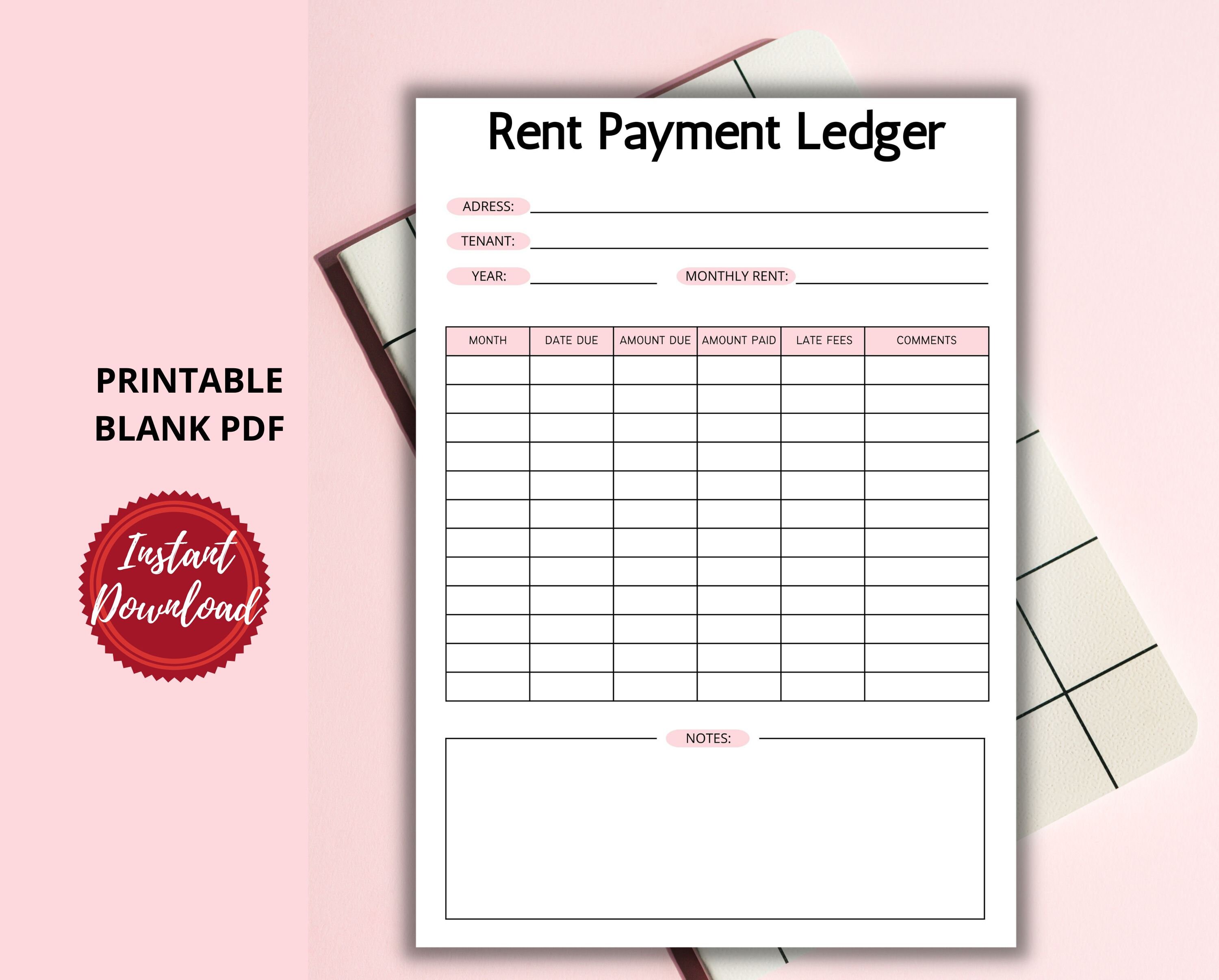 Rent Payment Ledger Yearly Rent Tracker Pink Rent Payment - Etsy Australia