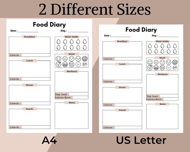 Daily Food Diary Printable Daily Food Journal Minimalist - Etsy