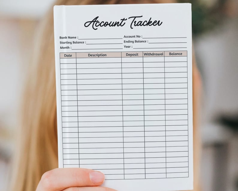 Account Tracker | Printable Account Log | Editale Bank Account Tracker ...