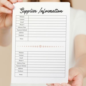 Printable Supplier Information Template Editable Template PDF ...