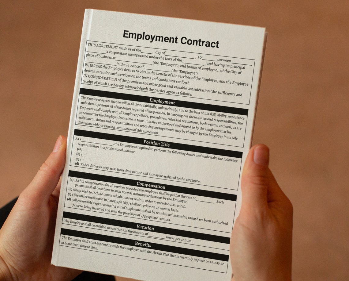 Printable Employment Contract Agreement - Employment Service Contract ...