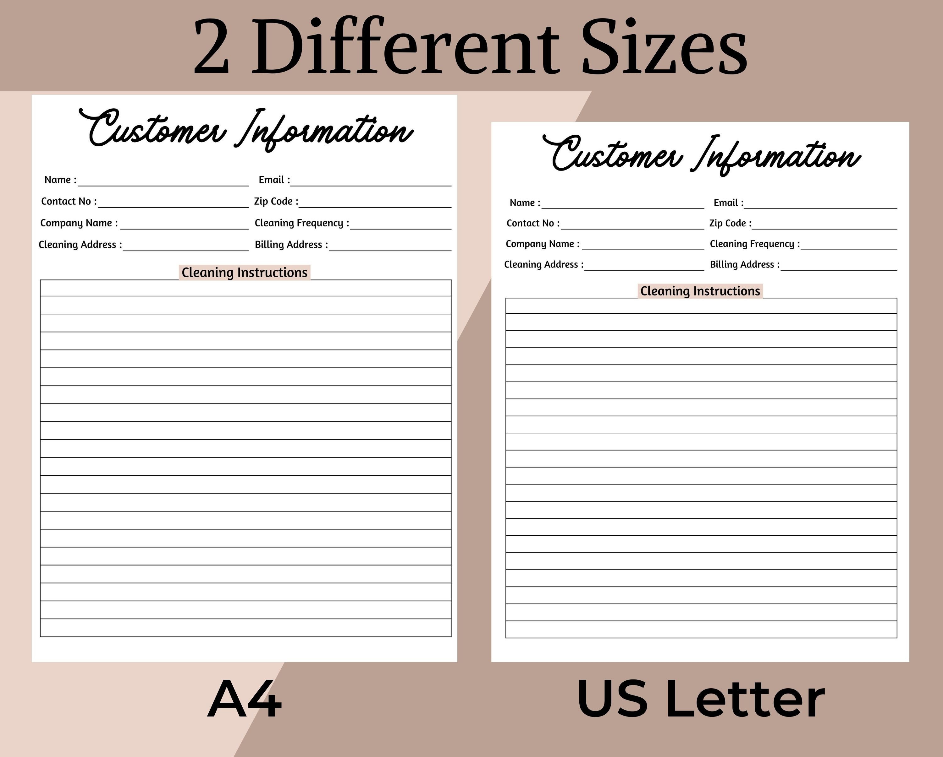 Customer Information Template Printable Customer Info Log - Etsy
