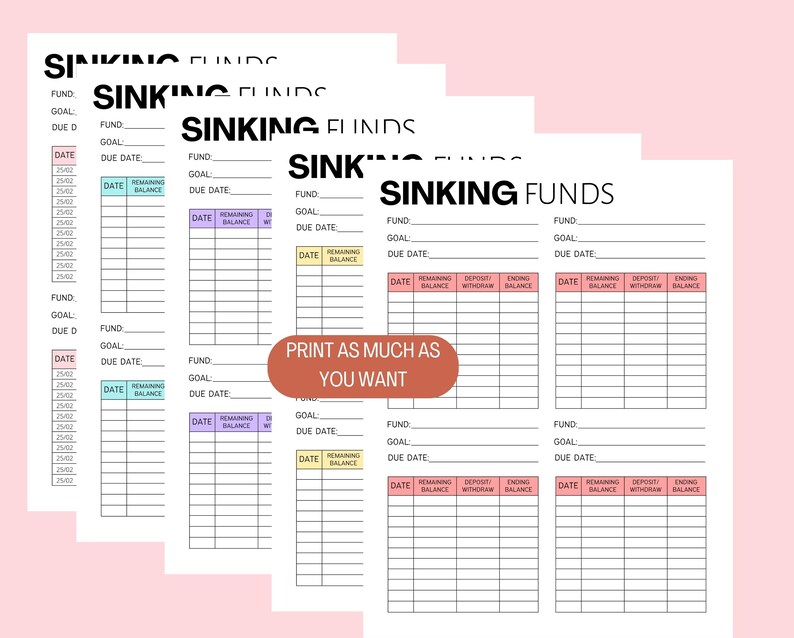 Printable Sinking Funds Tracker Sinking Funds Binder - Etsy