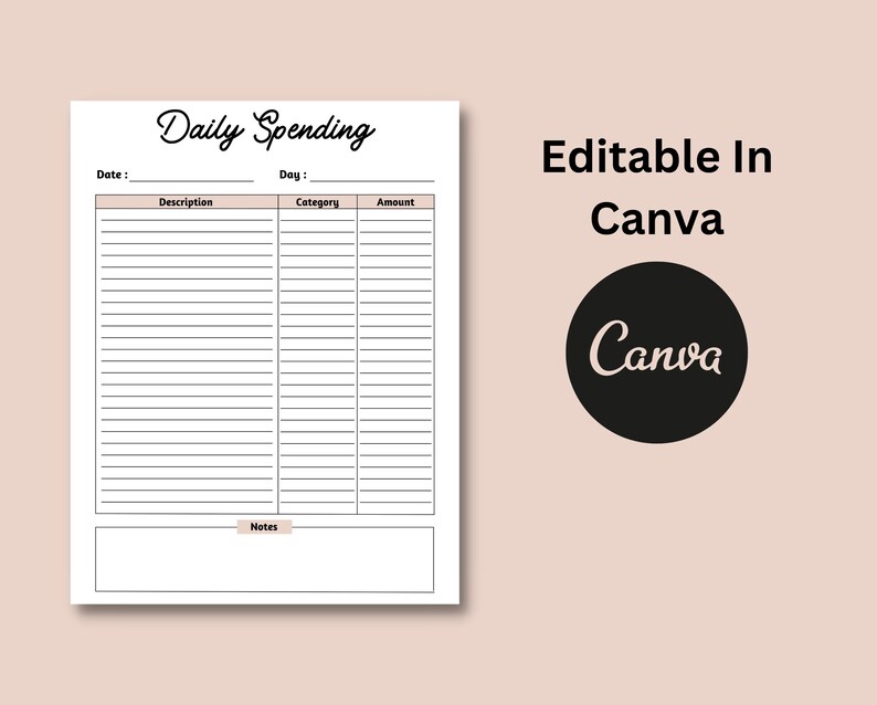 Daily Spending Tracker, Printable Spending Tracker, Expense Tracker ...