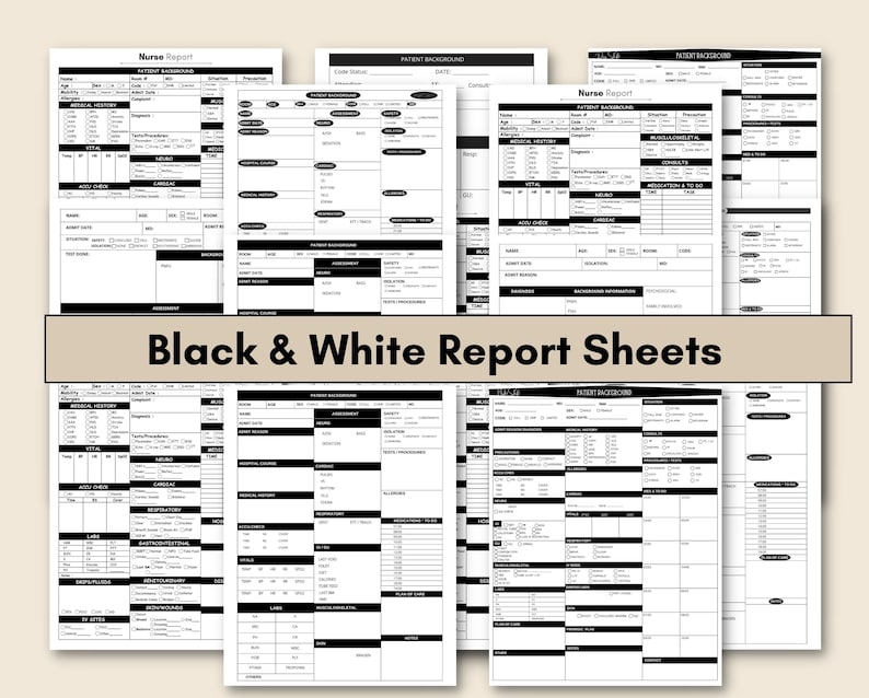 Nurse Report Mega Bundle, Printable 112 Pages Nursing Brain, Icu Nurse ...