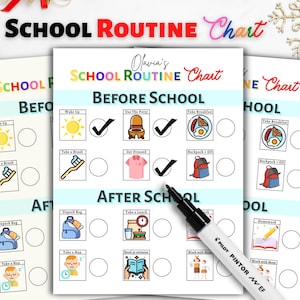 Kids Daily Routine School Checklist Schedule Printable, Editable Chore ...