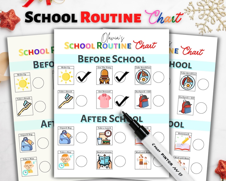 Kids Daily Routine School Checklist Schedule Printable - Etsy