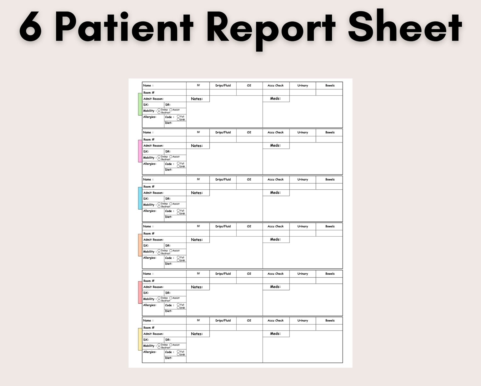 Nurse Report Sheet Bundle | Nursing Report Sheet | 1, 2, 3, 4, 5, 6 ...